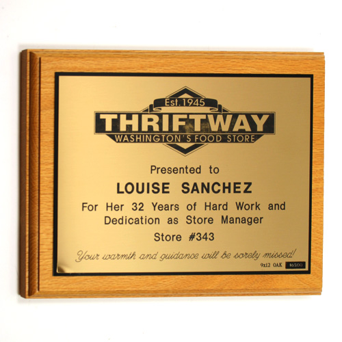 Solid Oak Plaque by Athletic Awards