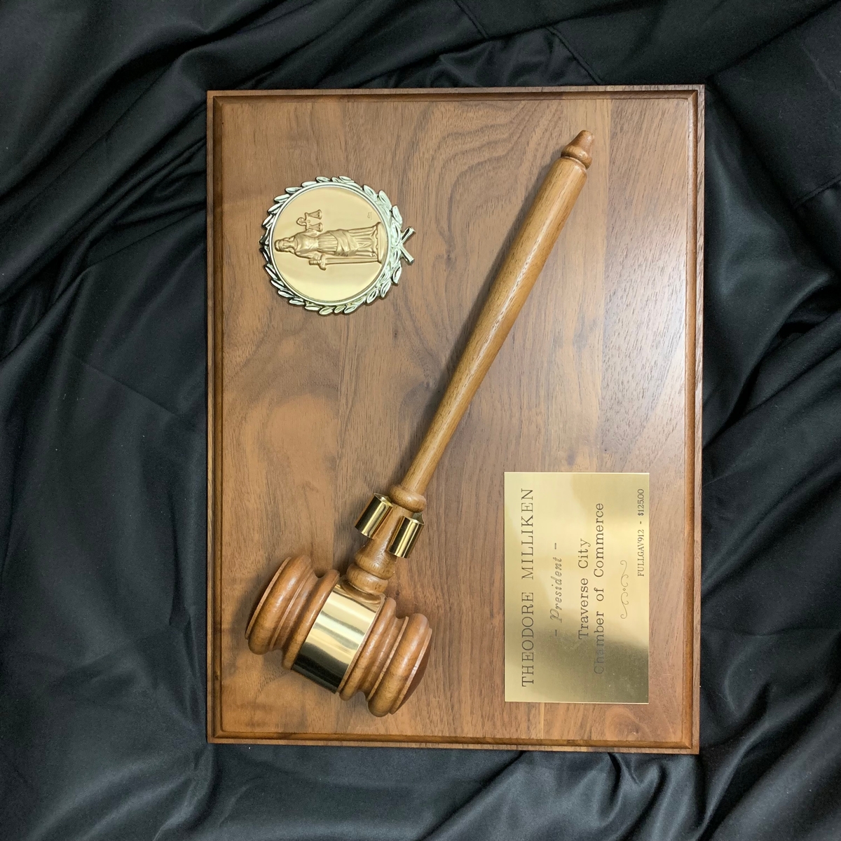 Removable Walnut Gavel Plaque by Athletic Awards
