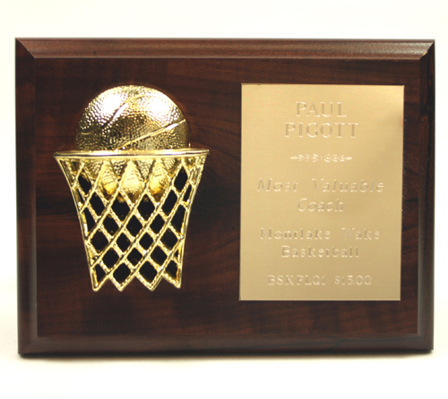 Ball & Hoop Coach's Basketball Plaque, Basketball Award, Plaques