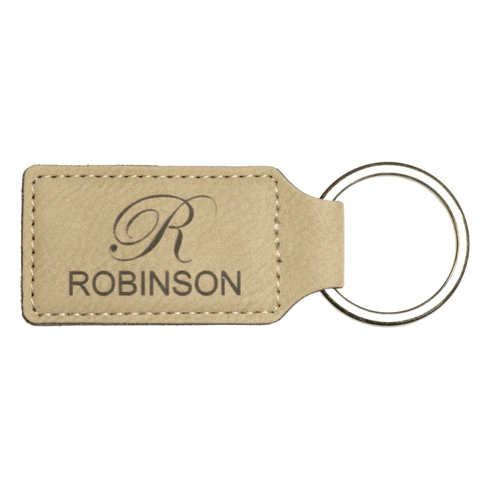Leatherette Rectangle Keychain by Athletic Awards