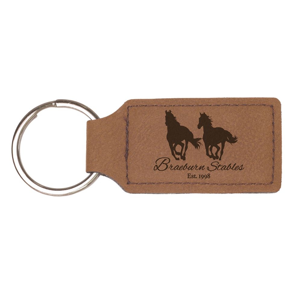 Leatherette Rectangle Keychain by Athletic Awards