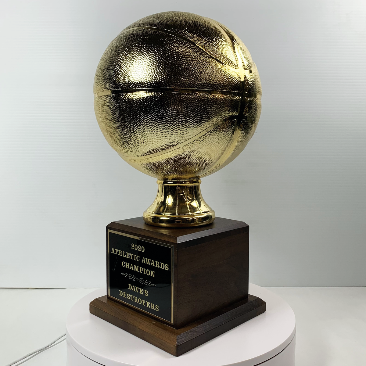 Gold Basketball Resin on Walnut Base Trophy by Athletic Awards
