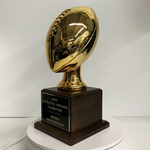 Gold Football Resin on Walnut Base Trophy by Athletic Awards