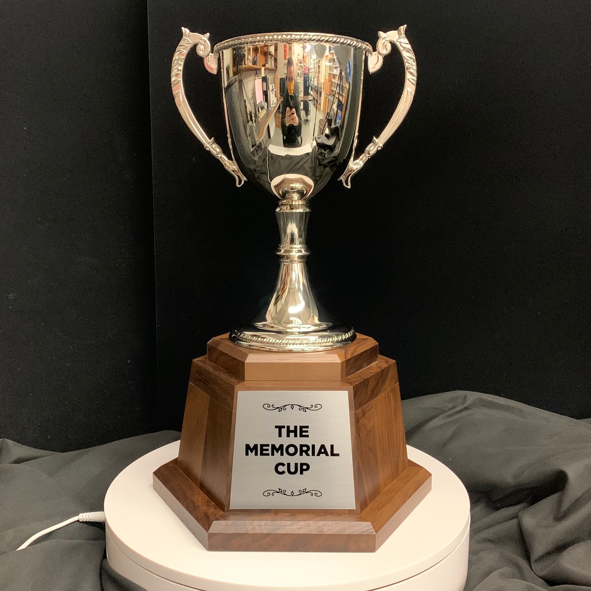 Silver Traditional Handle Cup on Hexagon Walnut Base Trophy | Athletic ...