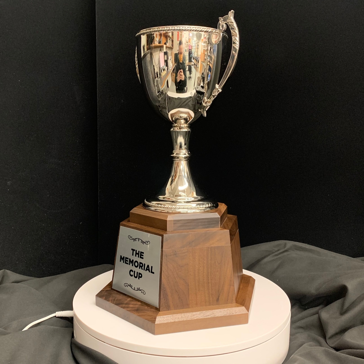 Silver Traditional Handle Cup on Hexagon Walnut Base Trophy | Athletic ...