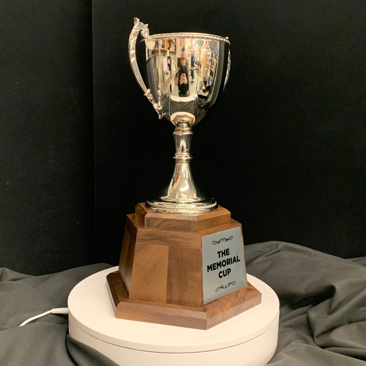 Silver Traditional Handle Cup on Hexagon Walnut Base Trophy | Athletic ...