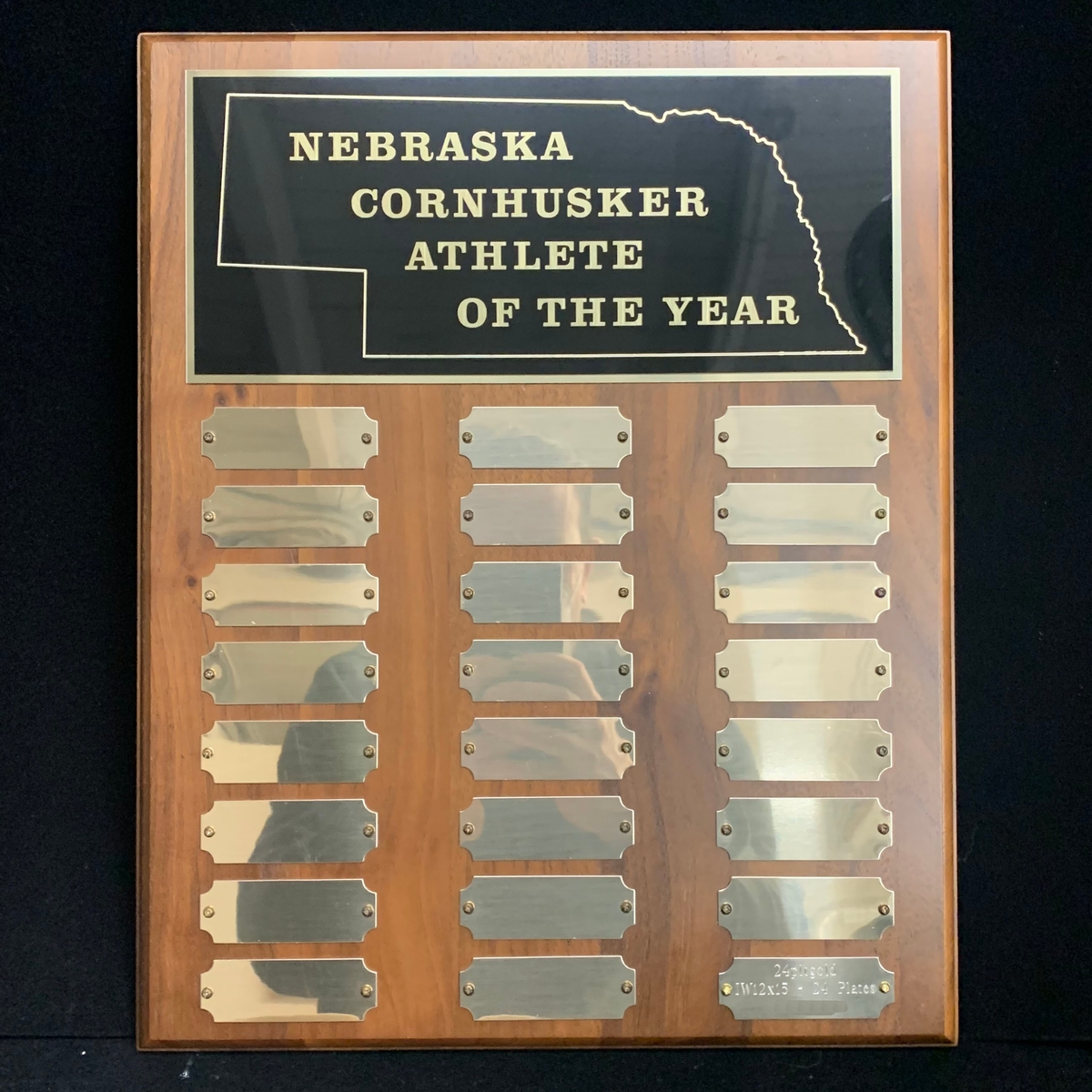 12" x 15" Solid Walnut 24 Plate Perpetual Plaque | Athletic Awards